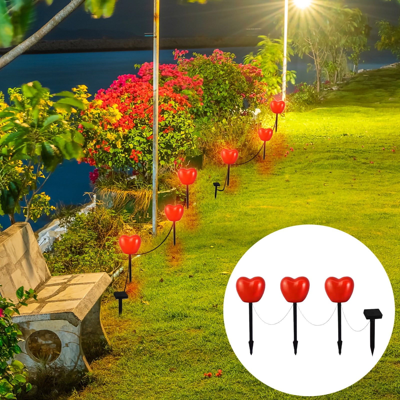 LBCHEN Sales Today Garden Light Practical Solar Heart Heart Shaped ...