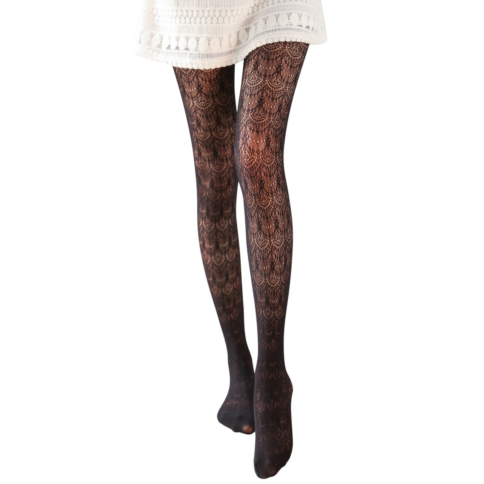 LBECLEY Plus Size Pattern Tights Socks Lace Carved Retro Transparent ...