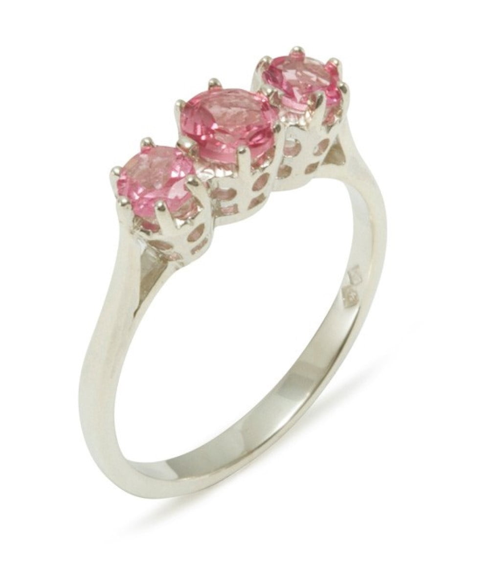LBG 925 Sterling Silver Natural Pink Tourmaline Womens Anniversary Ring ...