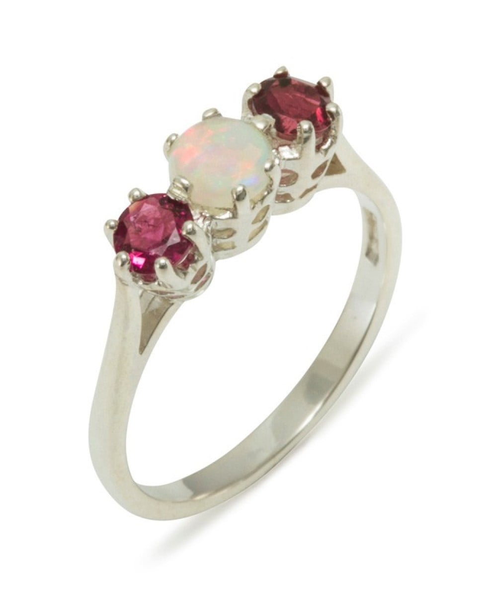 LBG 925 Sterling Silver Real Natural Opal & Pink Tourmaline Womens ...