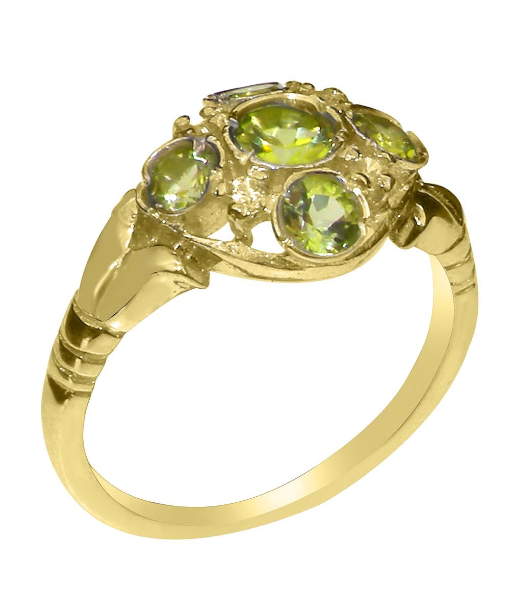 LBG British Made 14k Yellow Gold Real Genuine Peridot & Cubic Zirconia ...