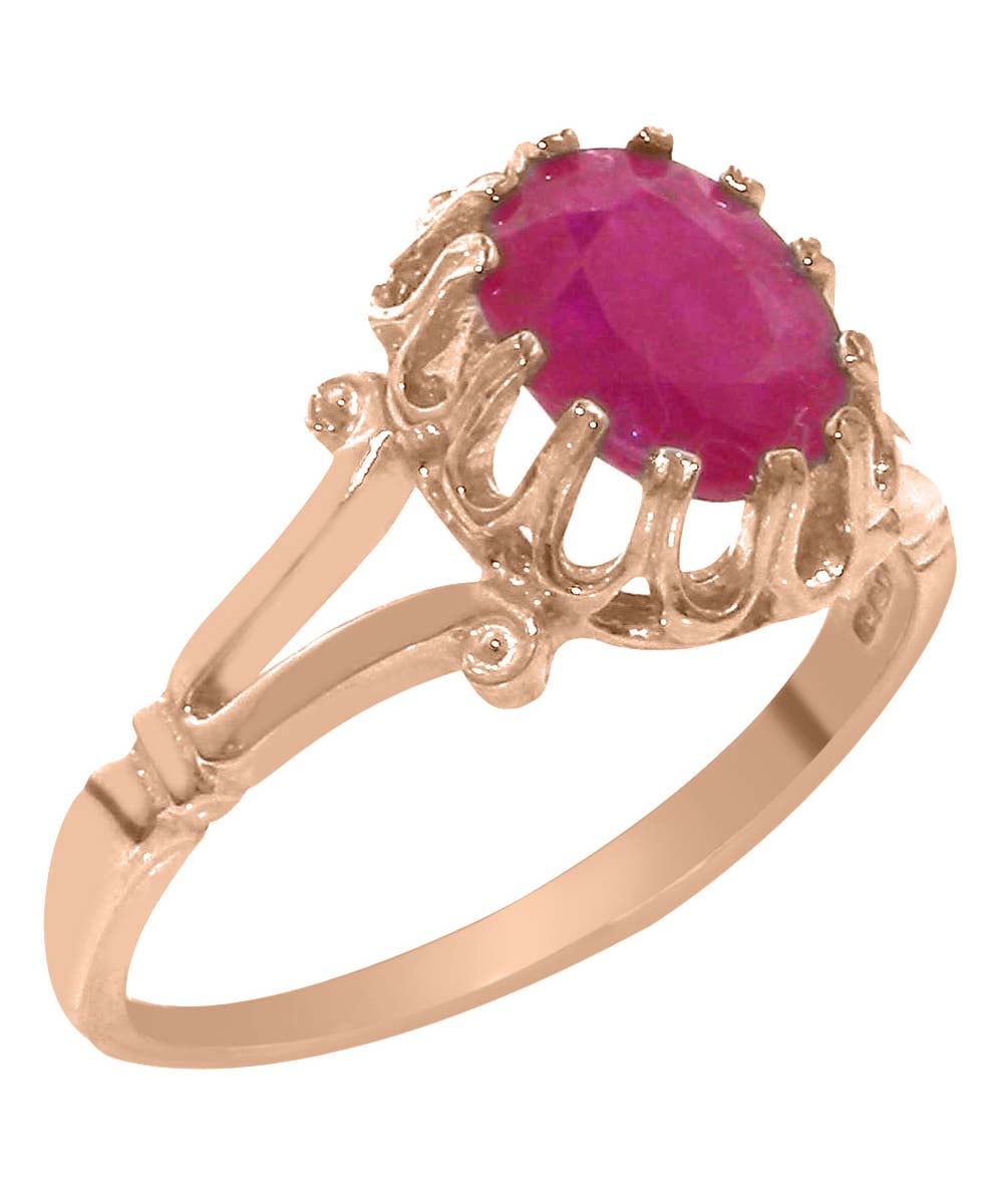 LBG British Made 18k Rose Gold Genuine Natural Ruby Womens Engagement ...