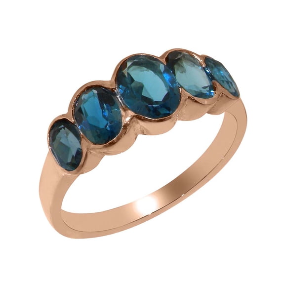 LBG British Made Real Solid 18k Rose Gold Natural London Blue Topaz ...