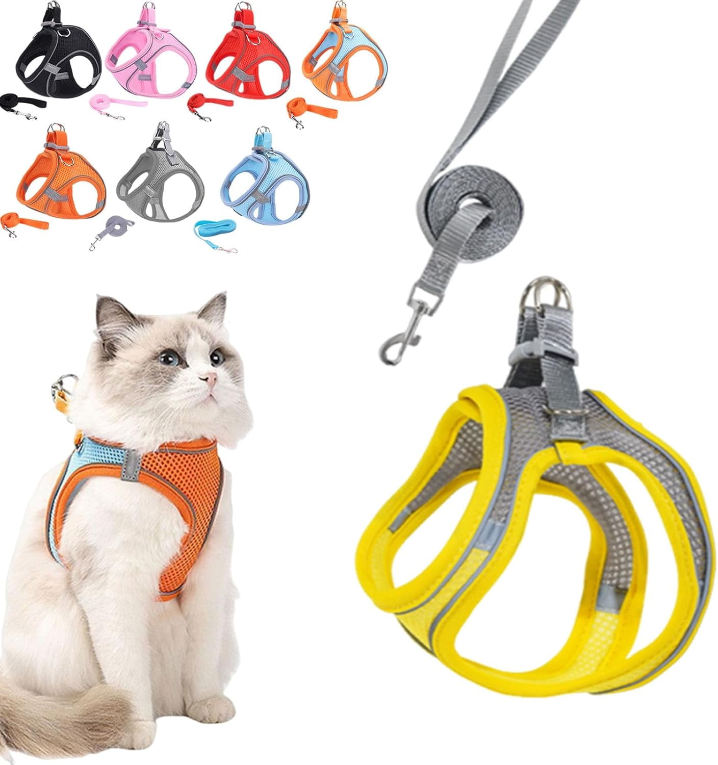 LBHGRMF Cat Harness, Adjustable Soft Mesh Vest for Outdoor Cats with ...