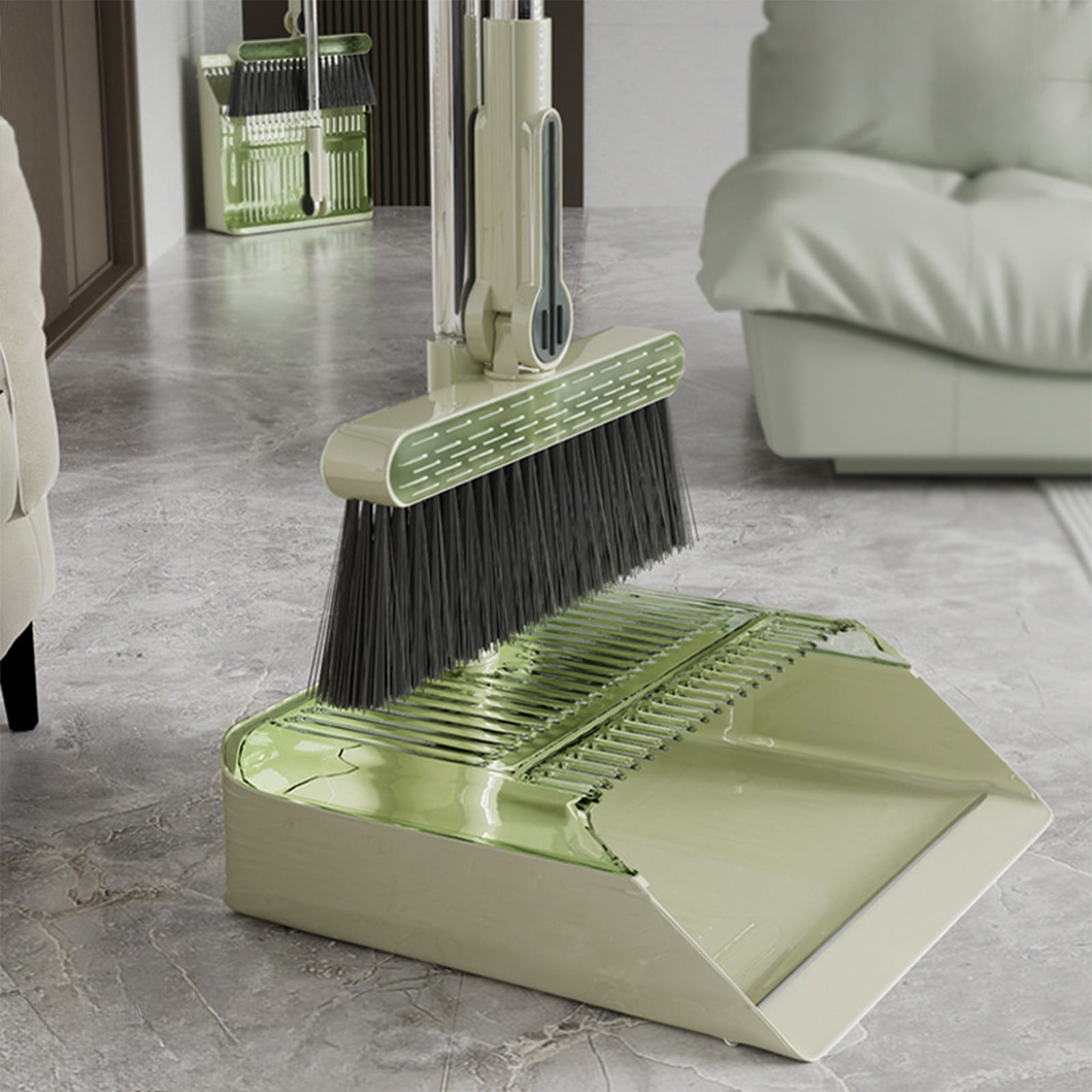 LBJTAKDP Upgraded Broomstick and Dustpan Set Long Handle Large Rigid ...