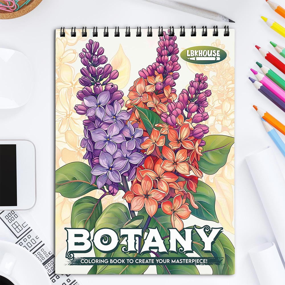 LBKHOUSE Botany Coloring Book Spiral Bound for Adult, Premium Cover ...