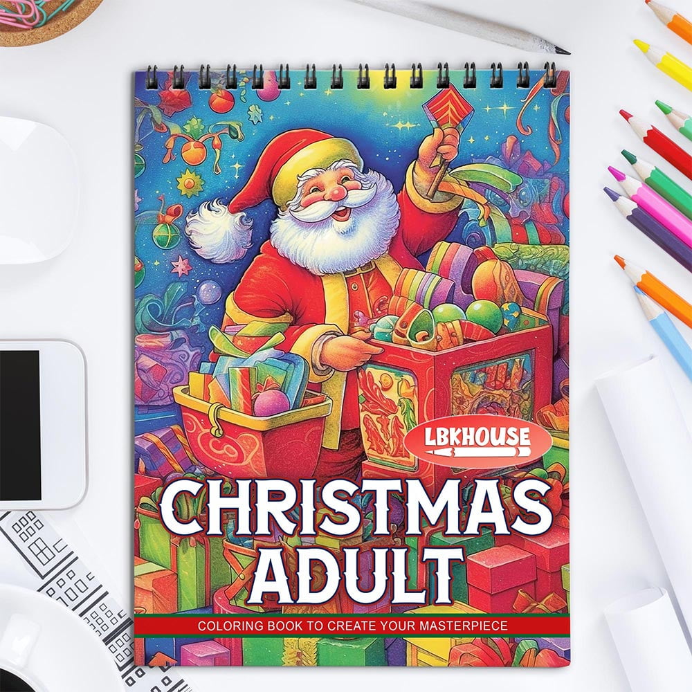 LBKHOUSE Christmas Adult Coloring Book Spiral Bound for Adult, Premium ...