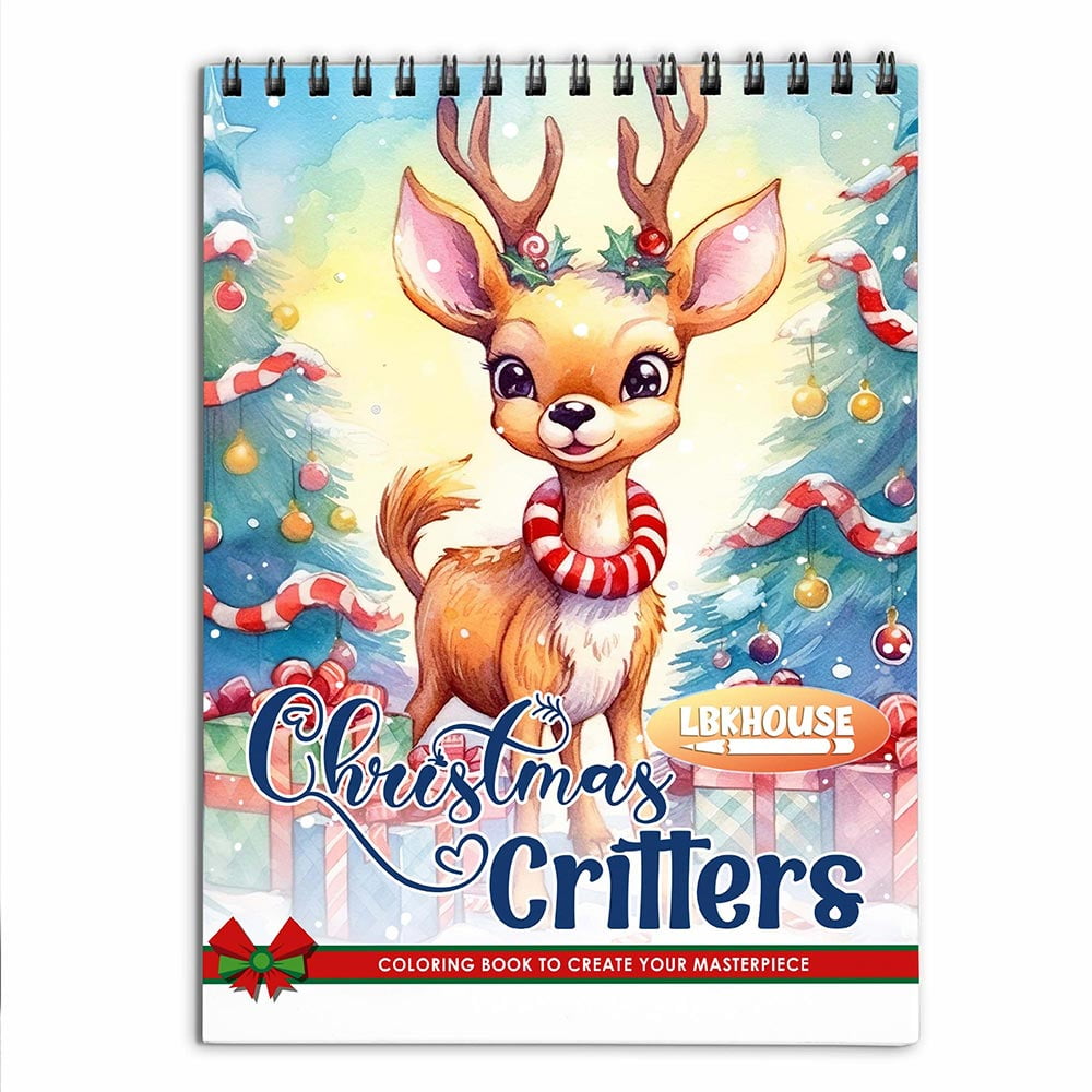 LBKHOUSE Christmas Critters Coloring Book Spiral Bound for Adult ...