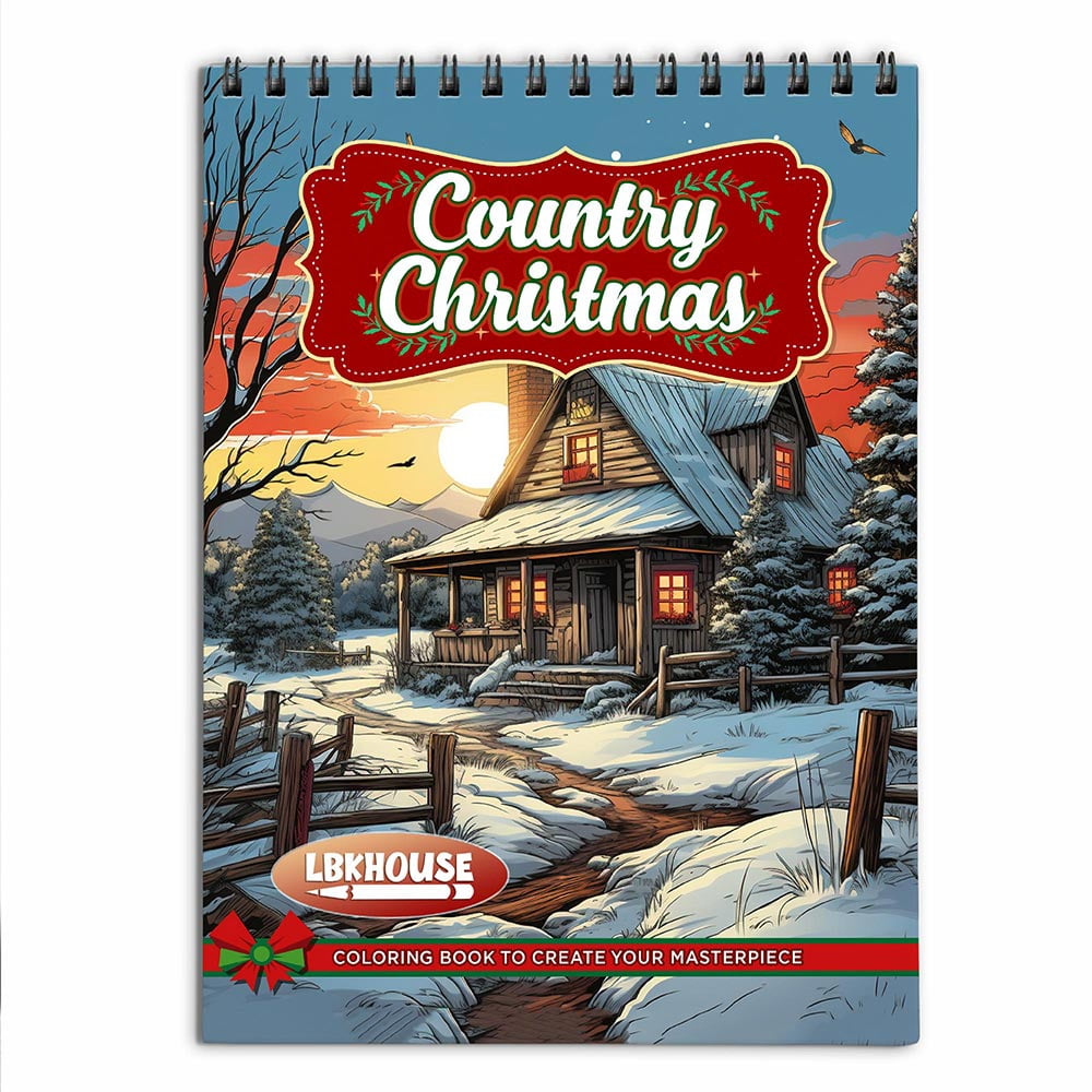 LBKHOUSE Country Christmas Coloring Book Spiral Bound for Adults ...