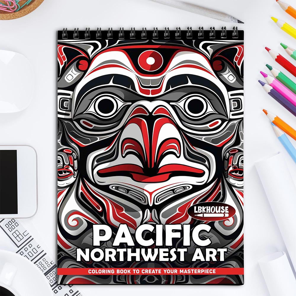 LBKHOUSE Pacific Northwest Art Coloring Book Spiral Bound for Adults ...