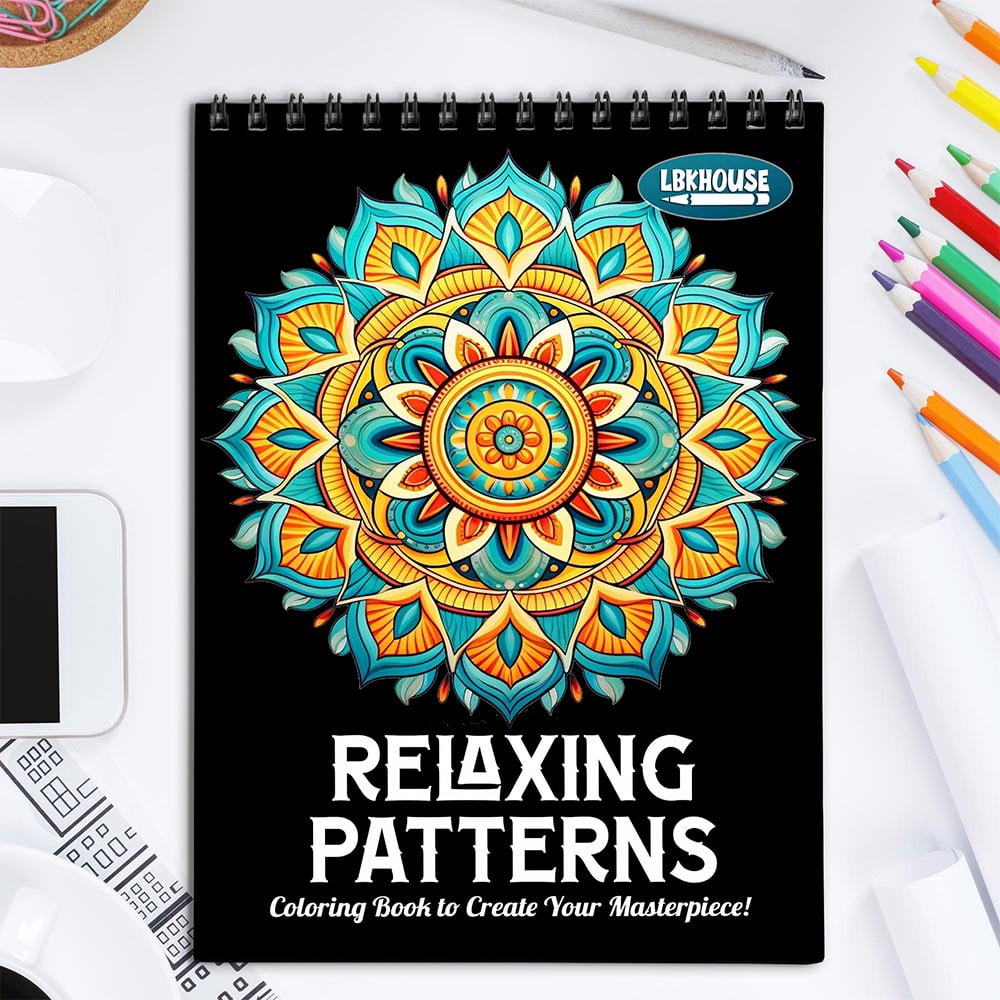 LBKHOUSE Relaxing Patterns Coloring Book for Adult, Spiral Bound, Soft ...