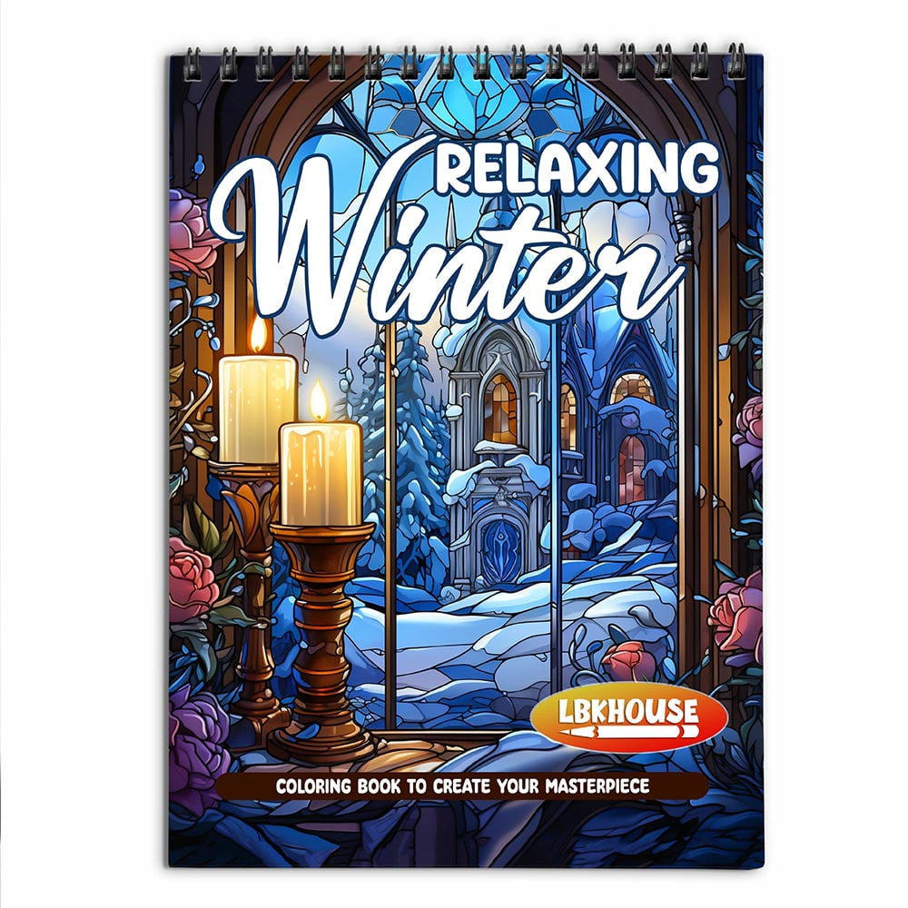 LBKHOUSE Relaxing Winter Coloring Book Spiral Bound for Adult, Premium ...