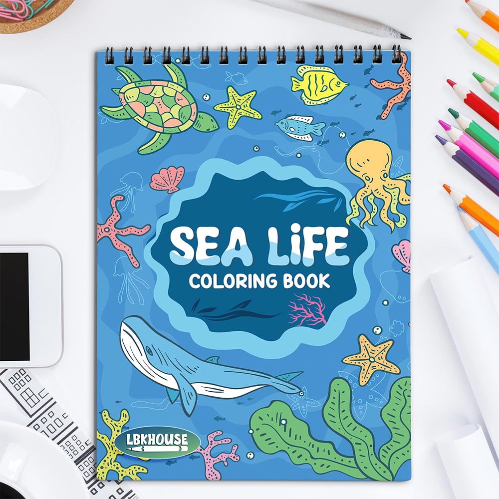 LBKHOUSE Sea Life Coloring Book for Adult, Spiral Bound, Soft Cover ...