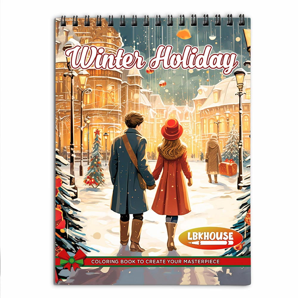 LBKHOUSE Winter Holiday Coloring Book Spiral Bound for Adults, Premium ...