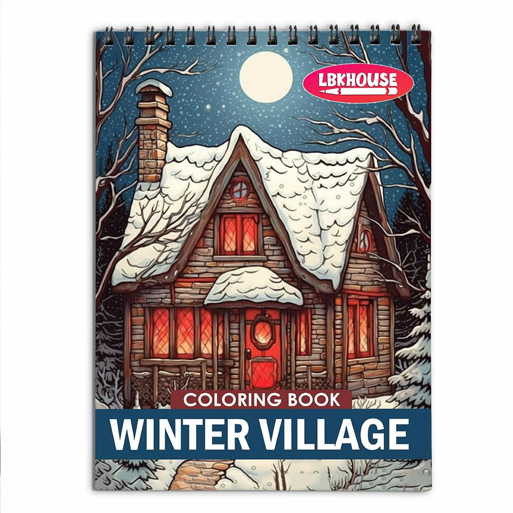 LBKHOUSE Winter Village Coloring Book Spiral Bound for Adults, Premium ...