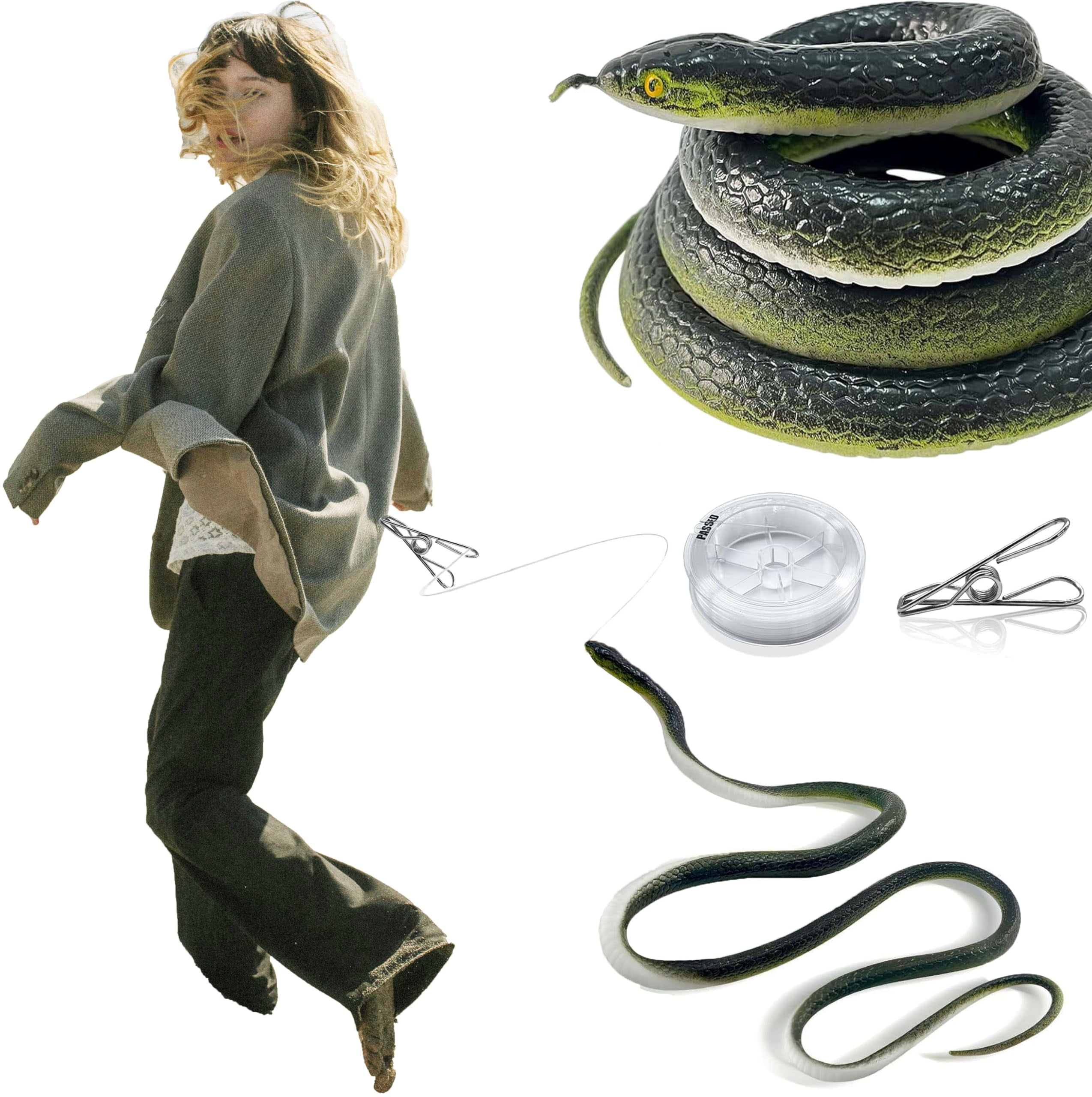 LBKKC Snake Prank with String Clip, Rubber KMC2Realistic Snake Prank ...