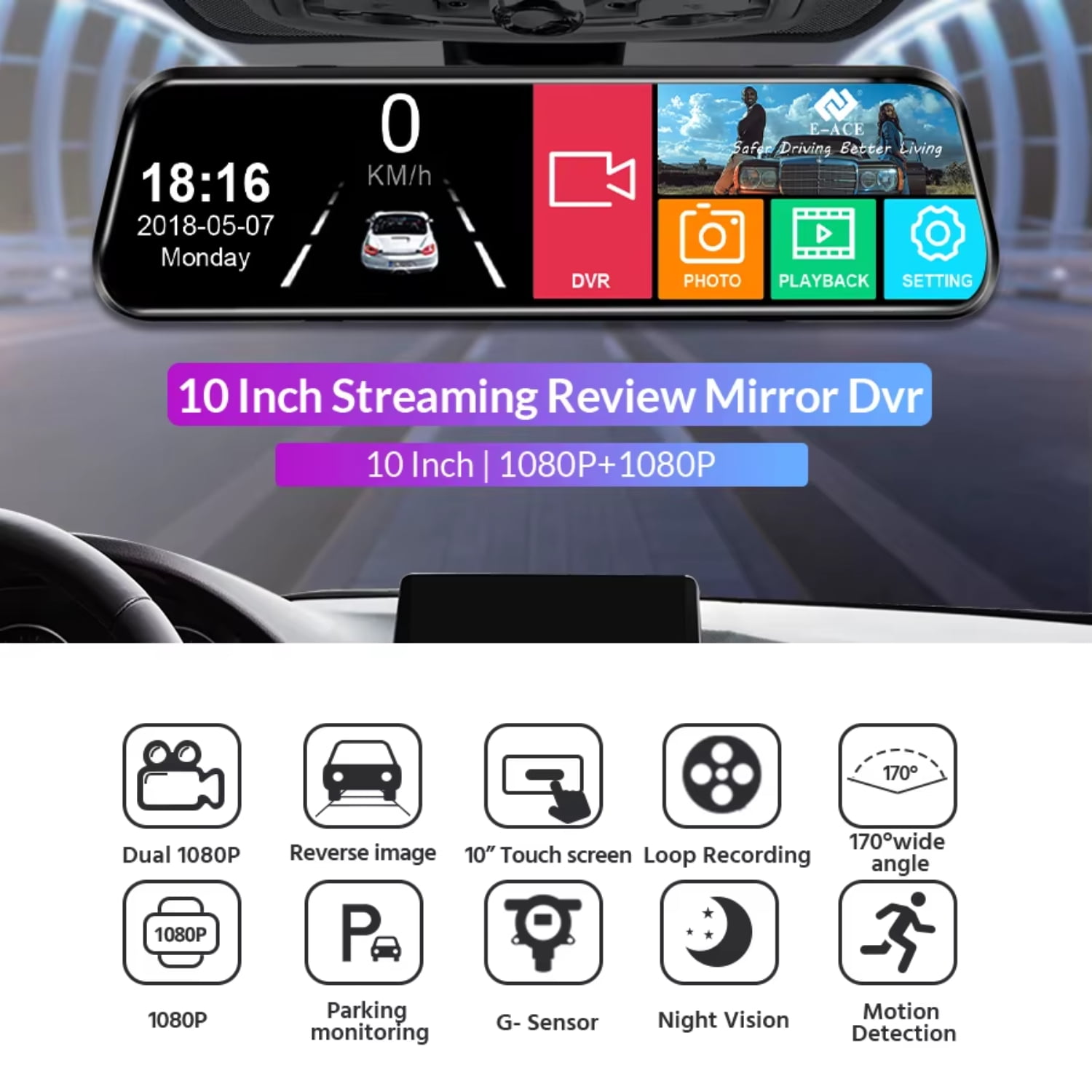 LBNGJZ High-Resolution Car DVR 10 with Dual Lens Auto Registrar Stream ...