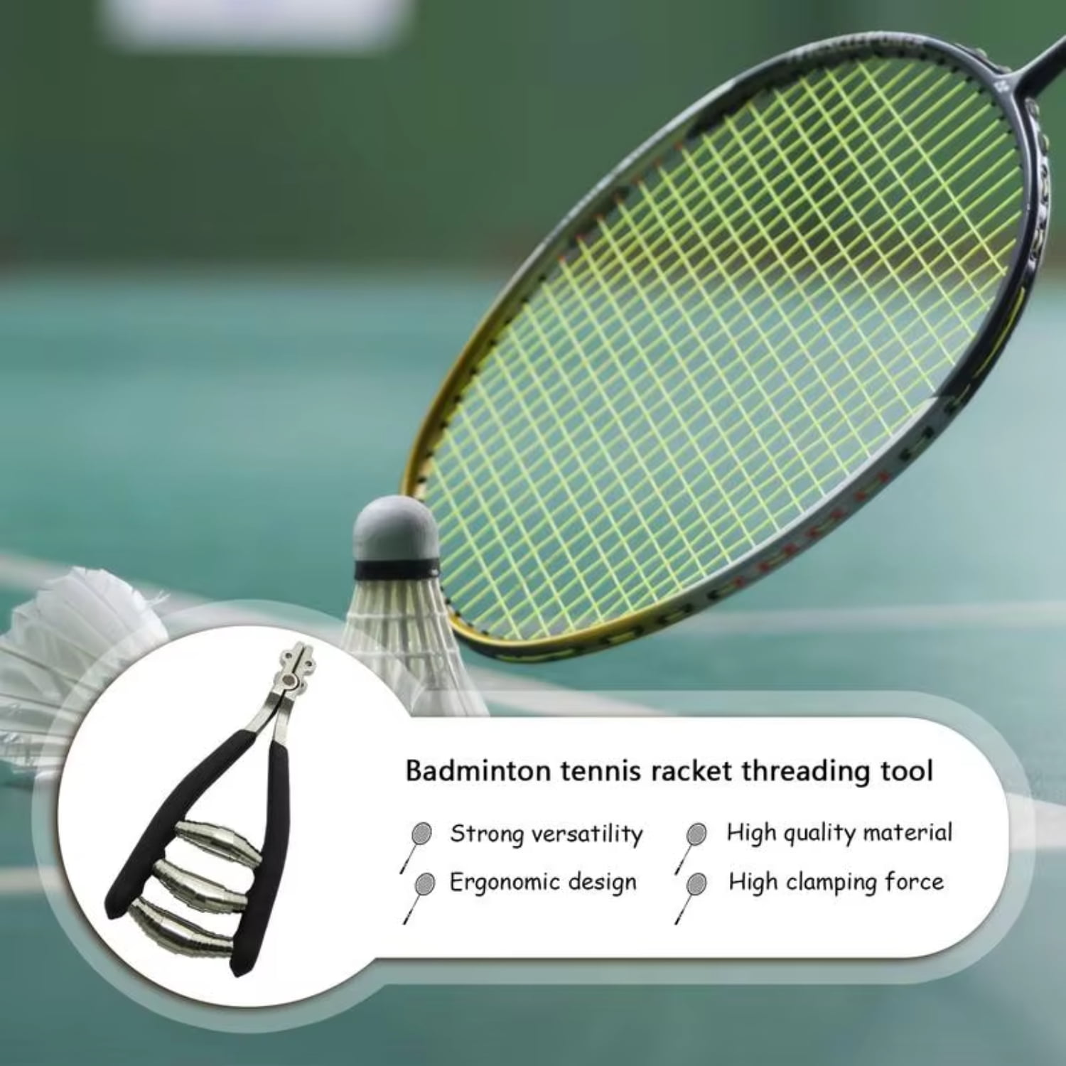 LBNGJZ Sturdy Tennis Racket Threader with Spring Loaded Clamp for Quick ...