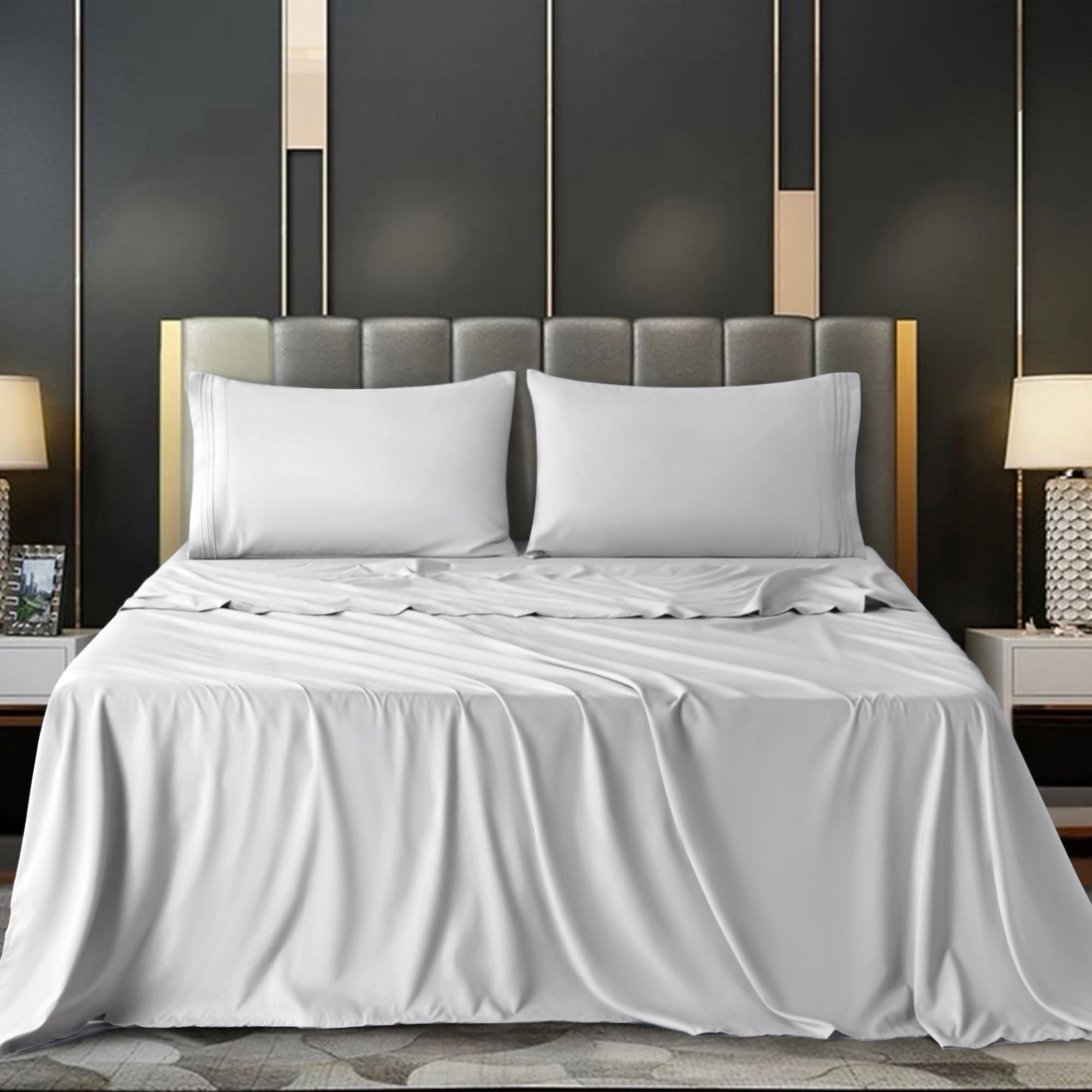 LBRO2M Bed Sheets Set, 1800 Series Soft Microfiber 16 Inches Deep ...