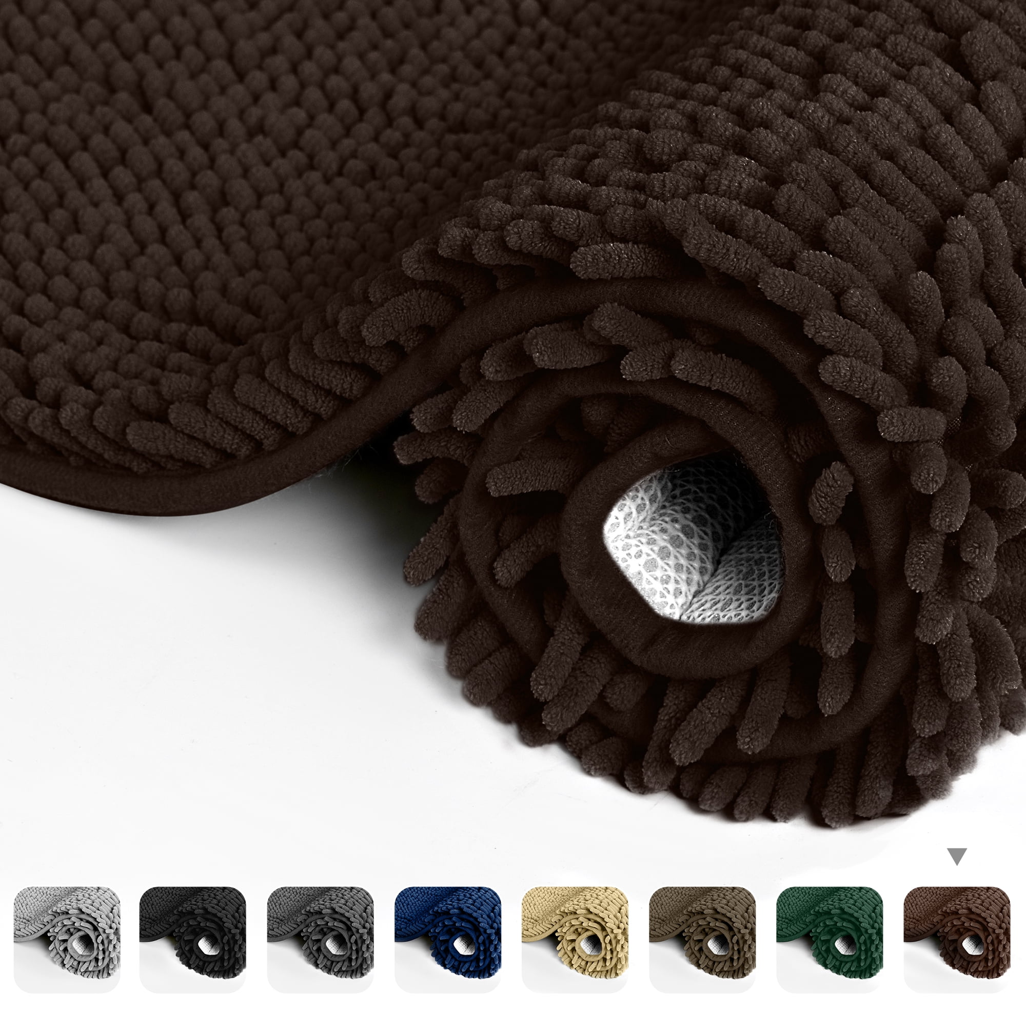 LBRO2M Non-Slip Bath Rugs, Luxury Chenille Soft Absorbent Bath Mats ...
