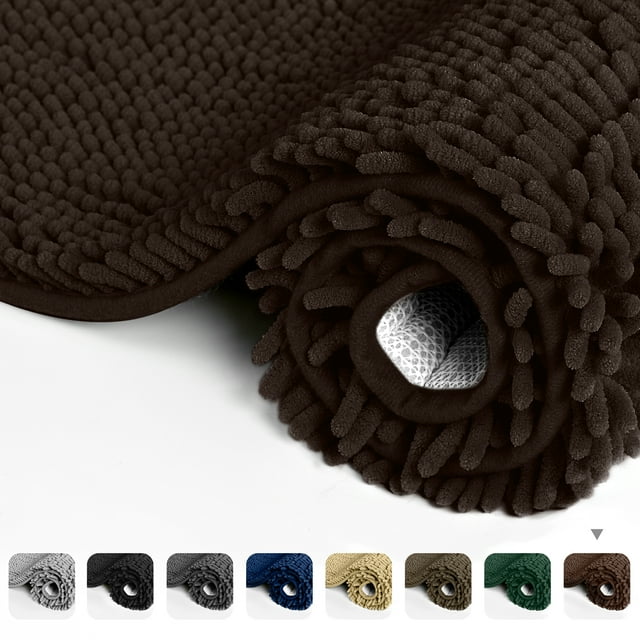 LBRO2M Luxury Chenille Microfiber Non-Slip Bathroom Floor Plush Bath ...