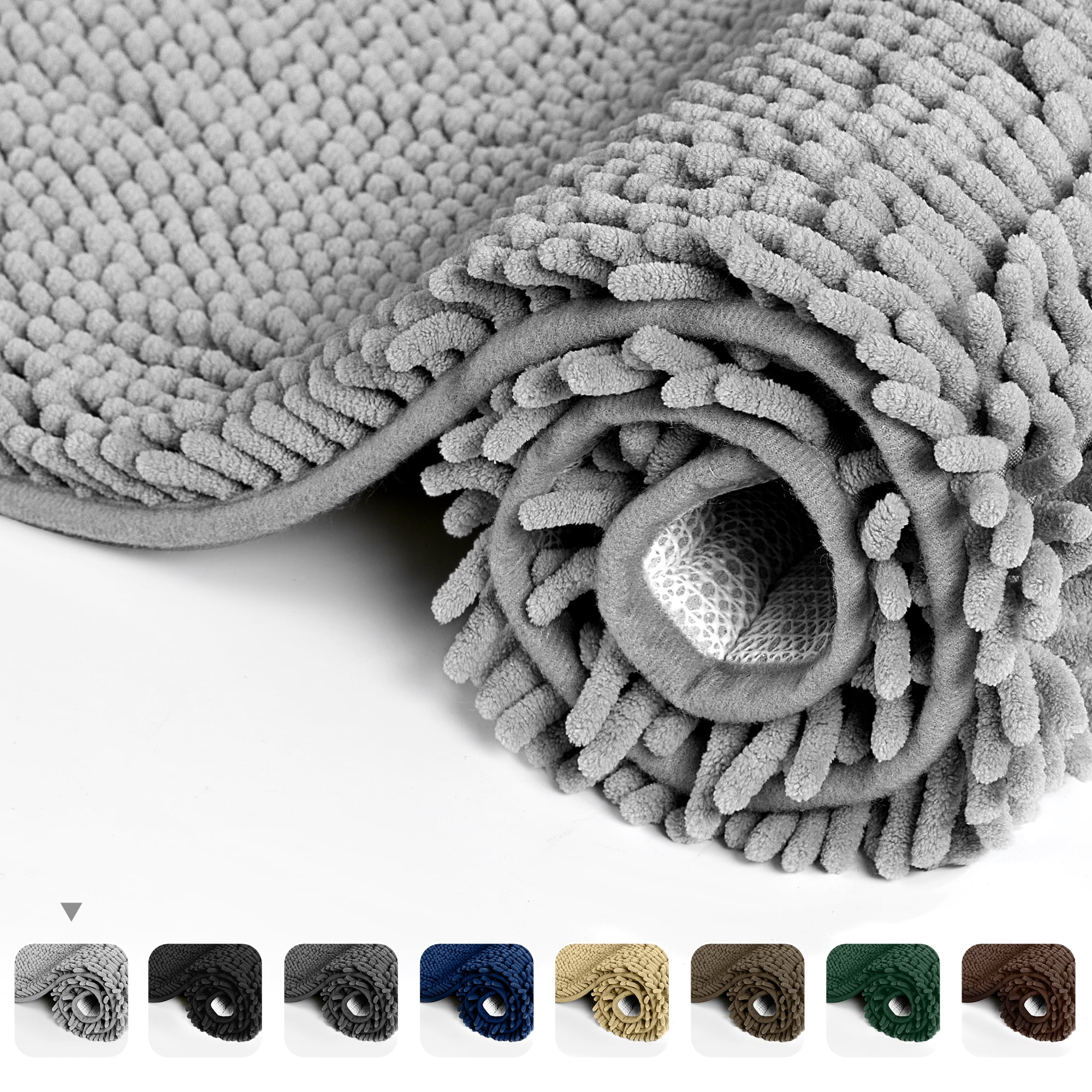 LBRO2M Non-Slip Bath Rugs, Luxury Chenille Soft Absorbent Bath Mats ...