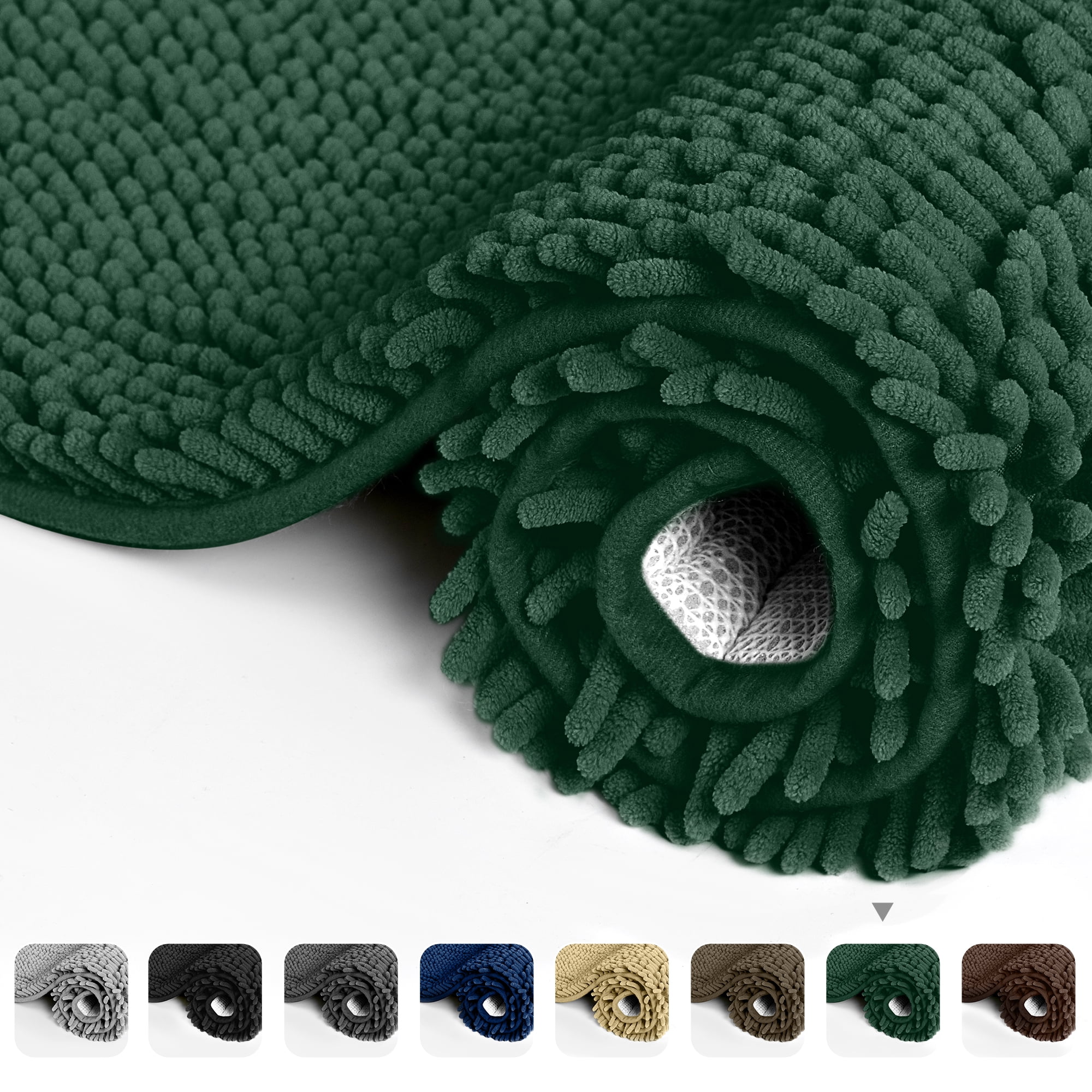 LBRO2M Non-Slip Bath Rugs, Luxury Chenille Soft Absorbent Bath Mats ...