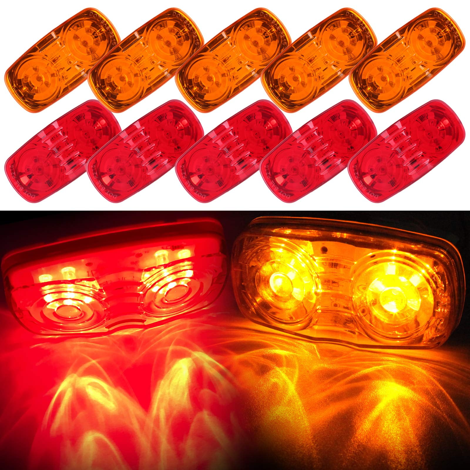 LBRST 10x Double Bubble Bullseye Led Side Marker Clearance Lights 10 ...