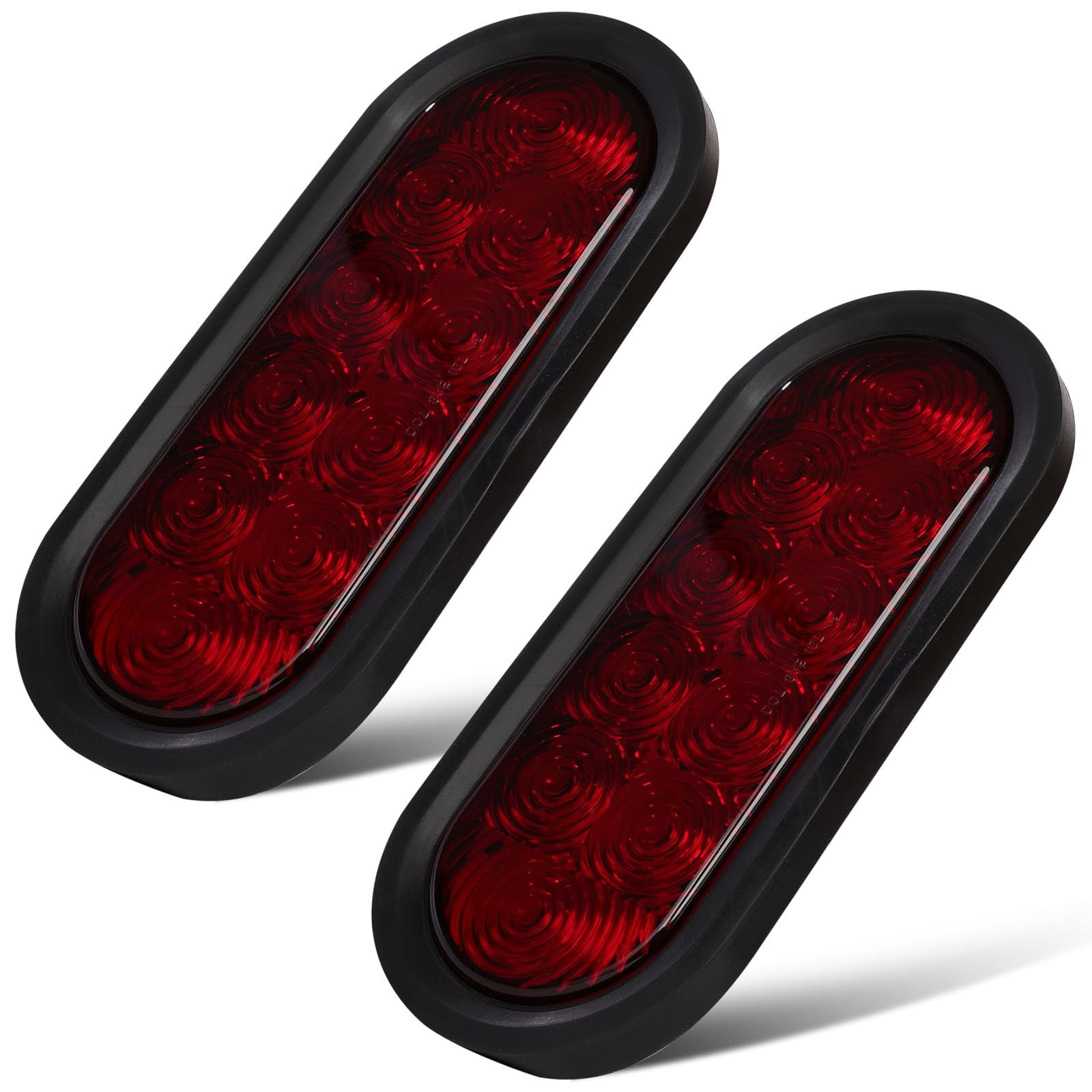 LBRST 2x 6 Inch MMF7 Oval LED Trailer Tail Lights 10 LED Red Led Stop ...