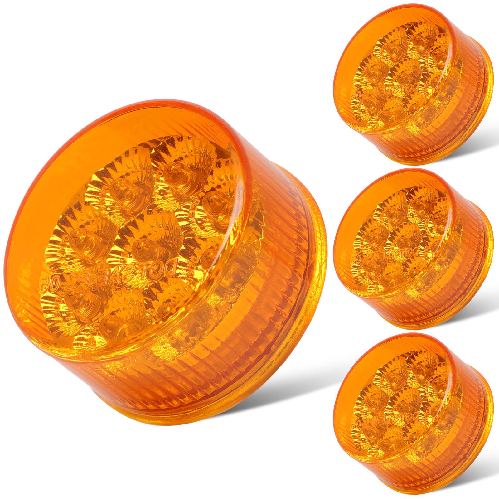 LBRST 4 x 2 IFF17 inch Round Trailer Led Side Marker Lights Red 9LED ...