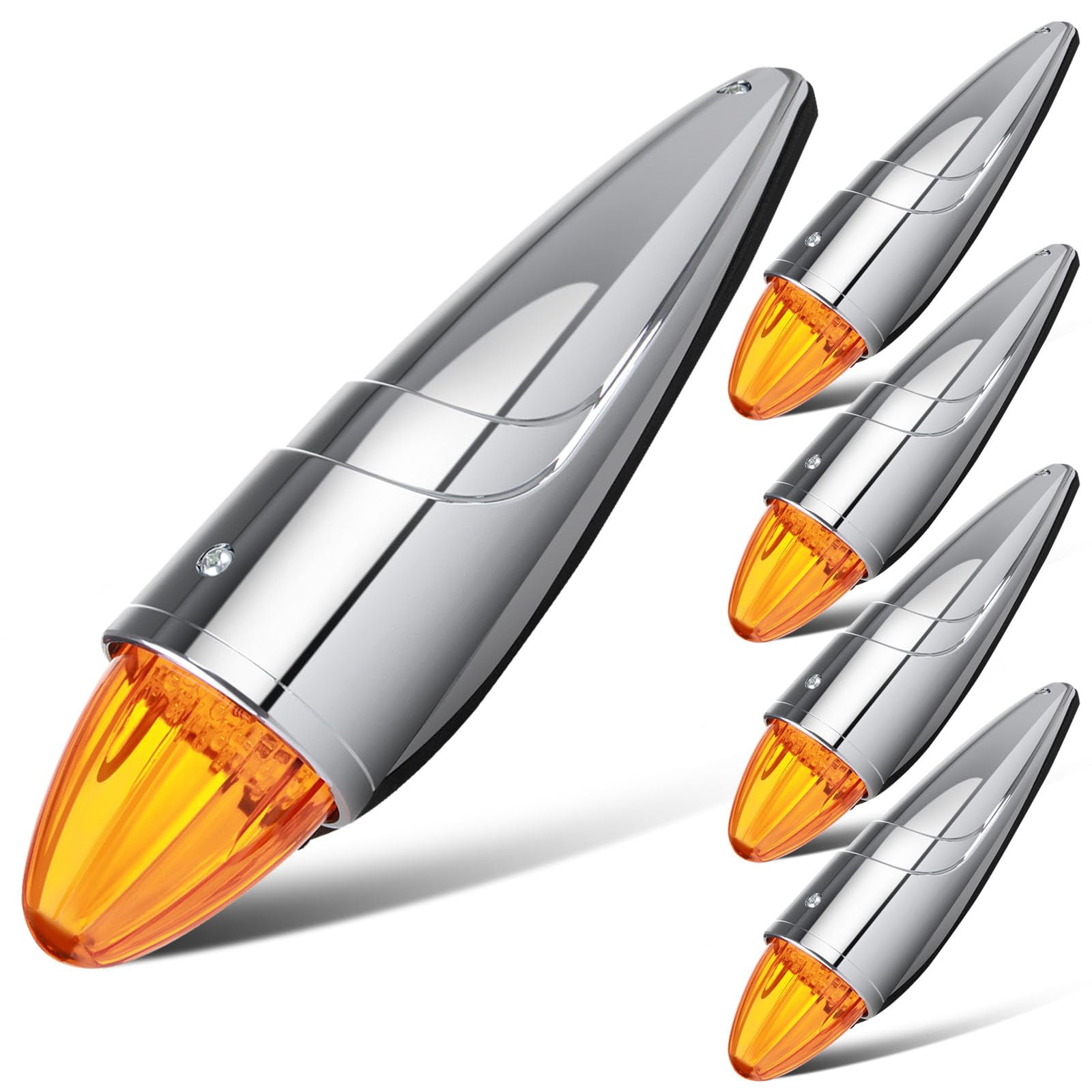 LBRST AmberTorpedo Cab Marker MMF7 Lights Chrome Truck Roof Lights Top ...
