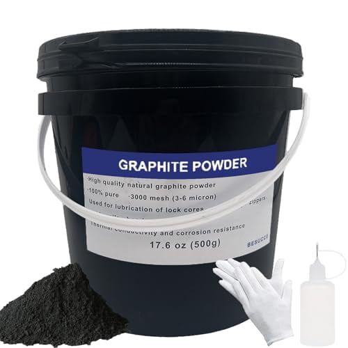 . LBS Microfine Pure Graphite Powder, 3000 Grit Powdered Graphite, Dry ...