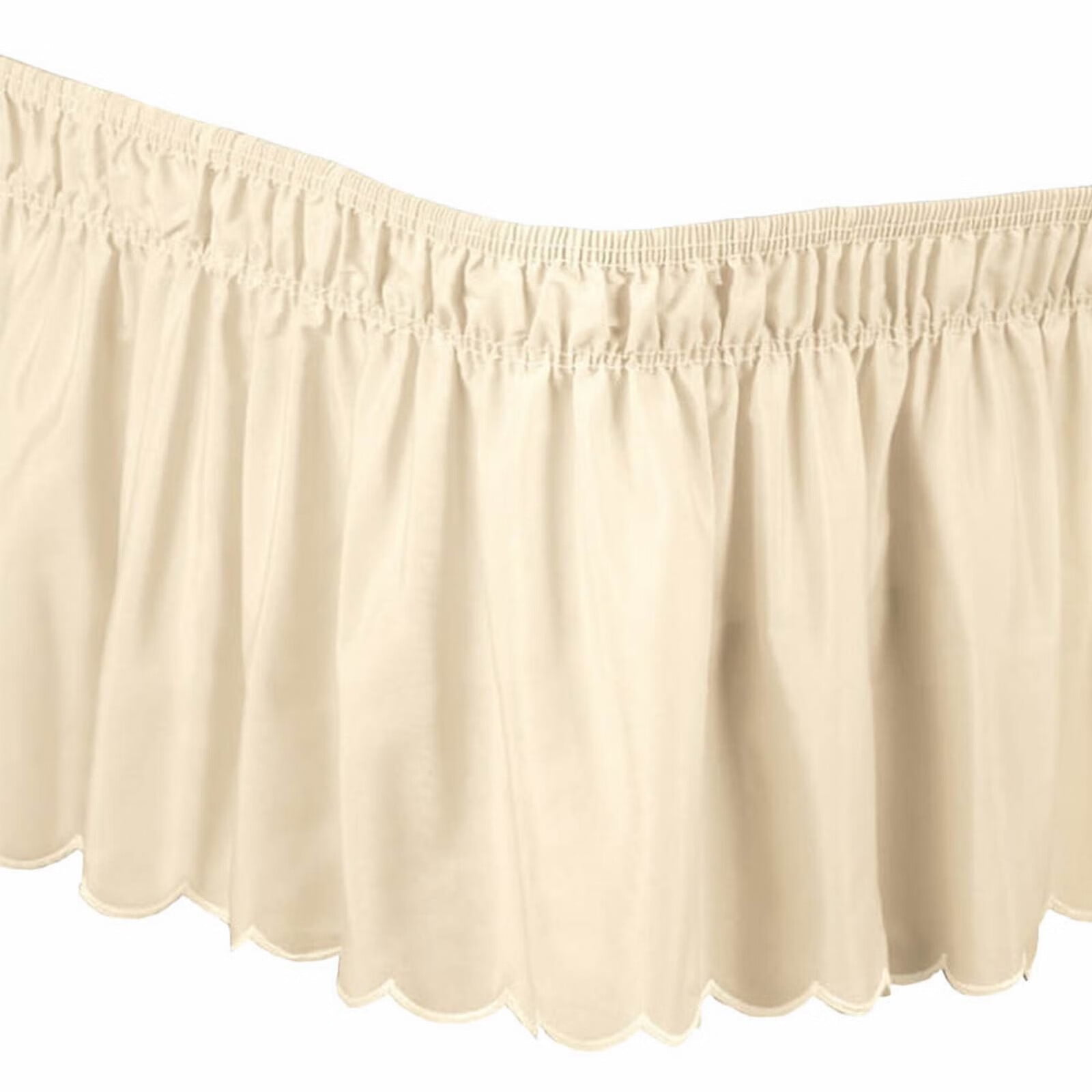 LBS Scalloped Elastic Bed Wrap Around Easy Fit Dust Ruffle Bedskirt ...