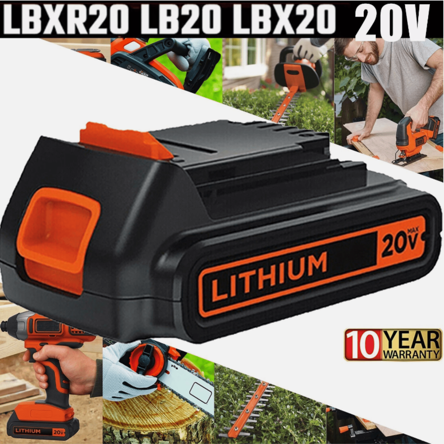 LBXR20 3.8Ah 20V Replacement for B+D Battery 20V Lithium Battery ...
