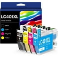 Brother LC401 XL Ink Cartridges, 4 Pack (Black/Cyan/Magenta/Yellow ...