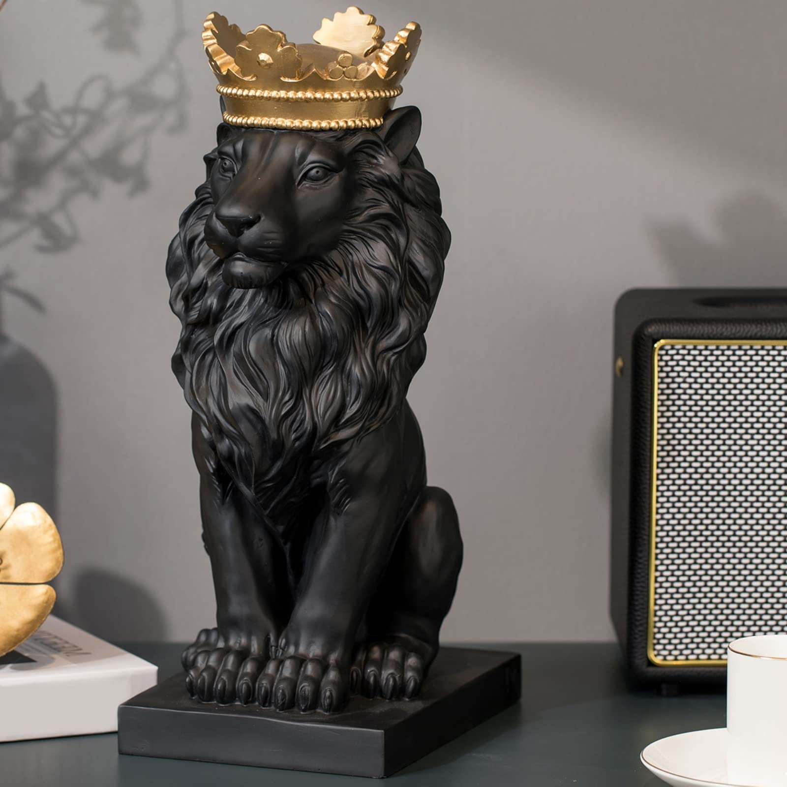 LC LCdecohome Lion Statue Outdoor Collectible Figurines - 15 Inch Gold ...