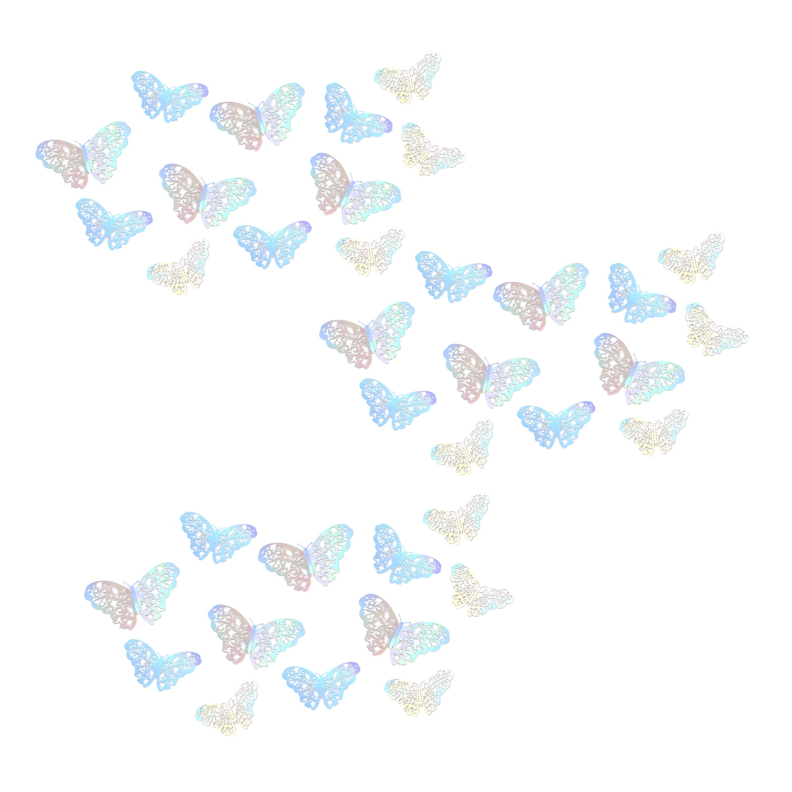 LC LICTOP 36Pcs 3D Butterfly Wall Stickers Colorful Silver Decorations ...