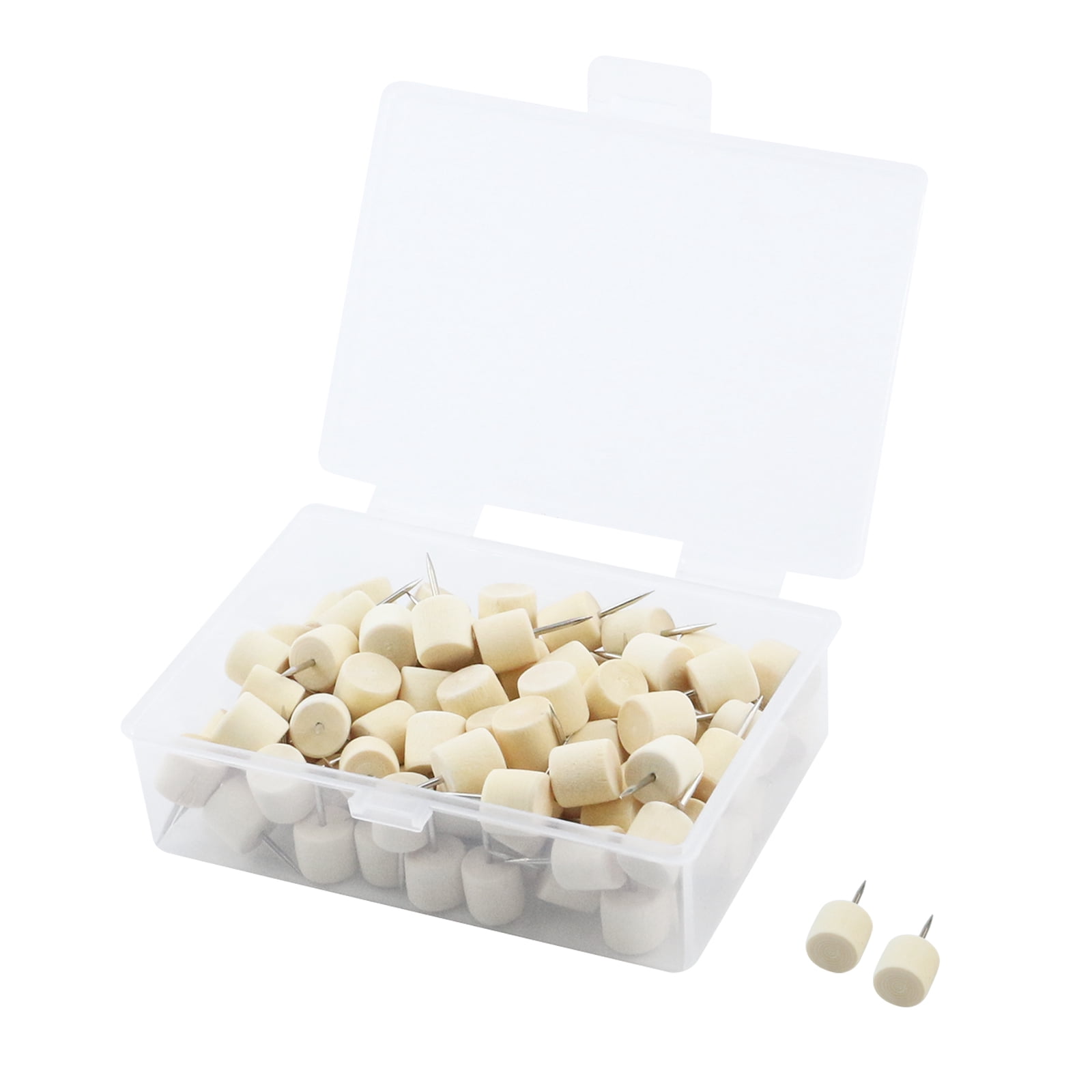 LC LICTOP 90Pcs Wooden Push Pins Photo Pins Map Pins Cylindrical ...