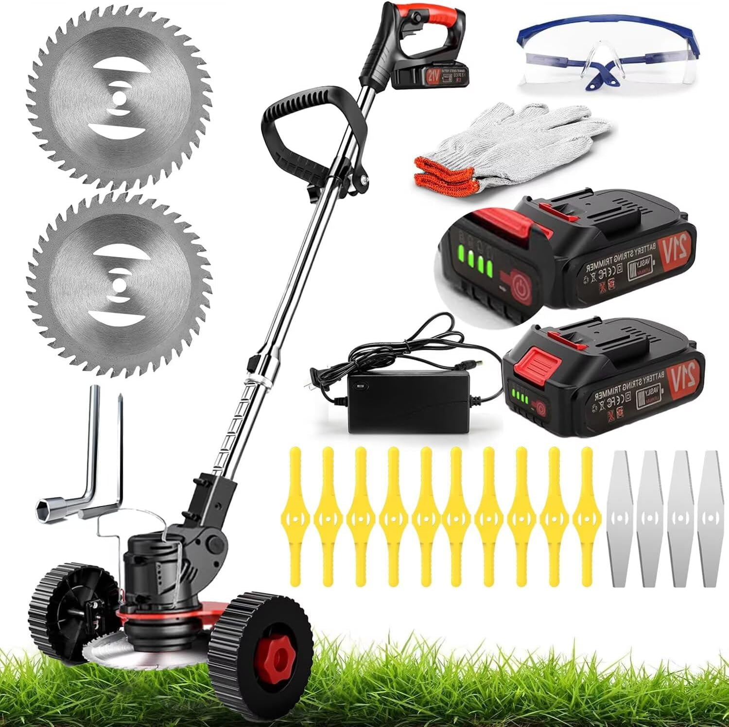 LC&RT Cordless Lawn Trimmer Weed Wacker, 21V 2 x 7500mAh Weed Eater Battery Powered,3 in 1 ...