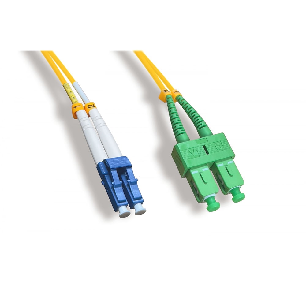 LC/UPC to SC/APC OS2 Duplex 2.0mm Fiber Optic Patch Cord, OFNR, Singlemode 9/125, Yellow Jacket ...