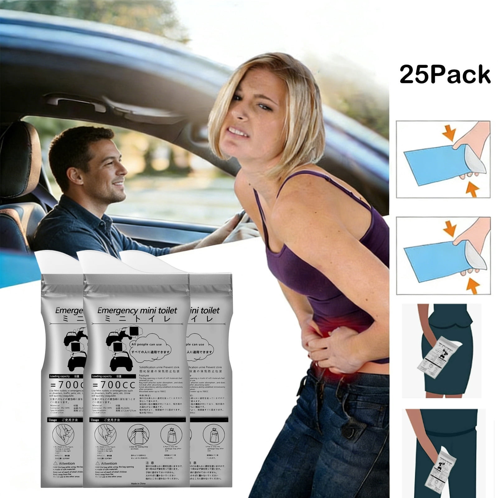LC-dolida 25 Pcs Disposable Urinal Bags,700ML Portable Emergency ...