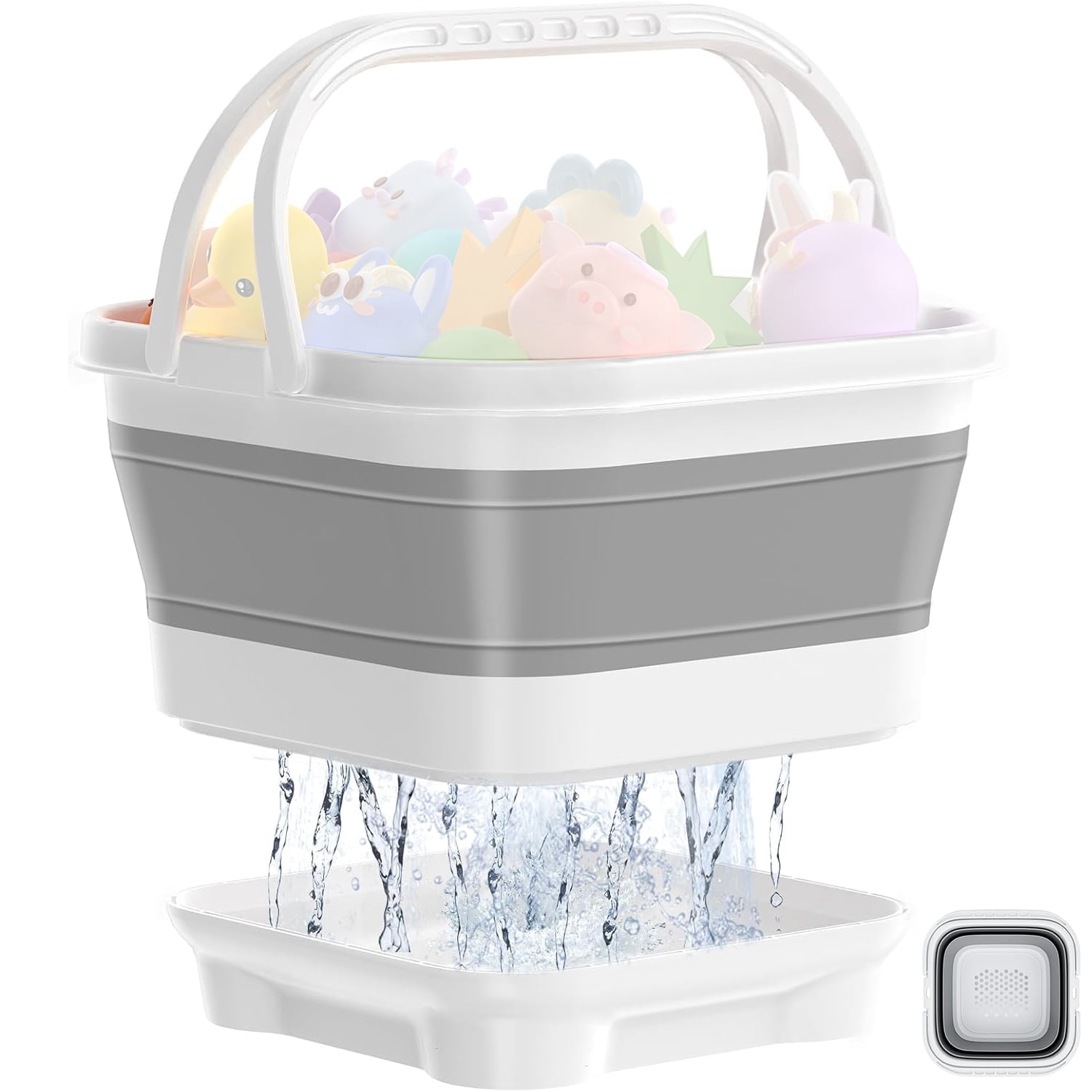 LC-dolida Bath Toy Storage Organizer, Foldable Bathtub Toy Holder ...