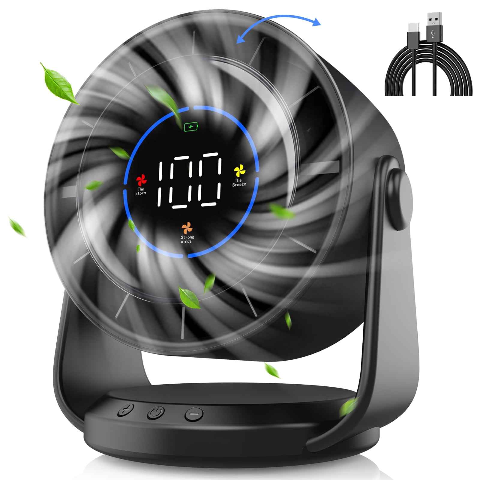 LC-dolida Table Fans, Ultra Quiet Desk Fan Wall-Mounted Fans, Digital ...