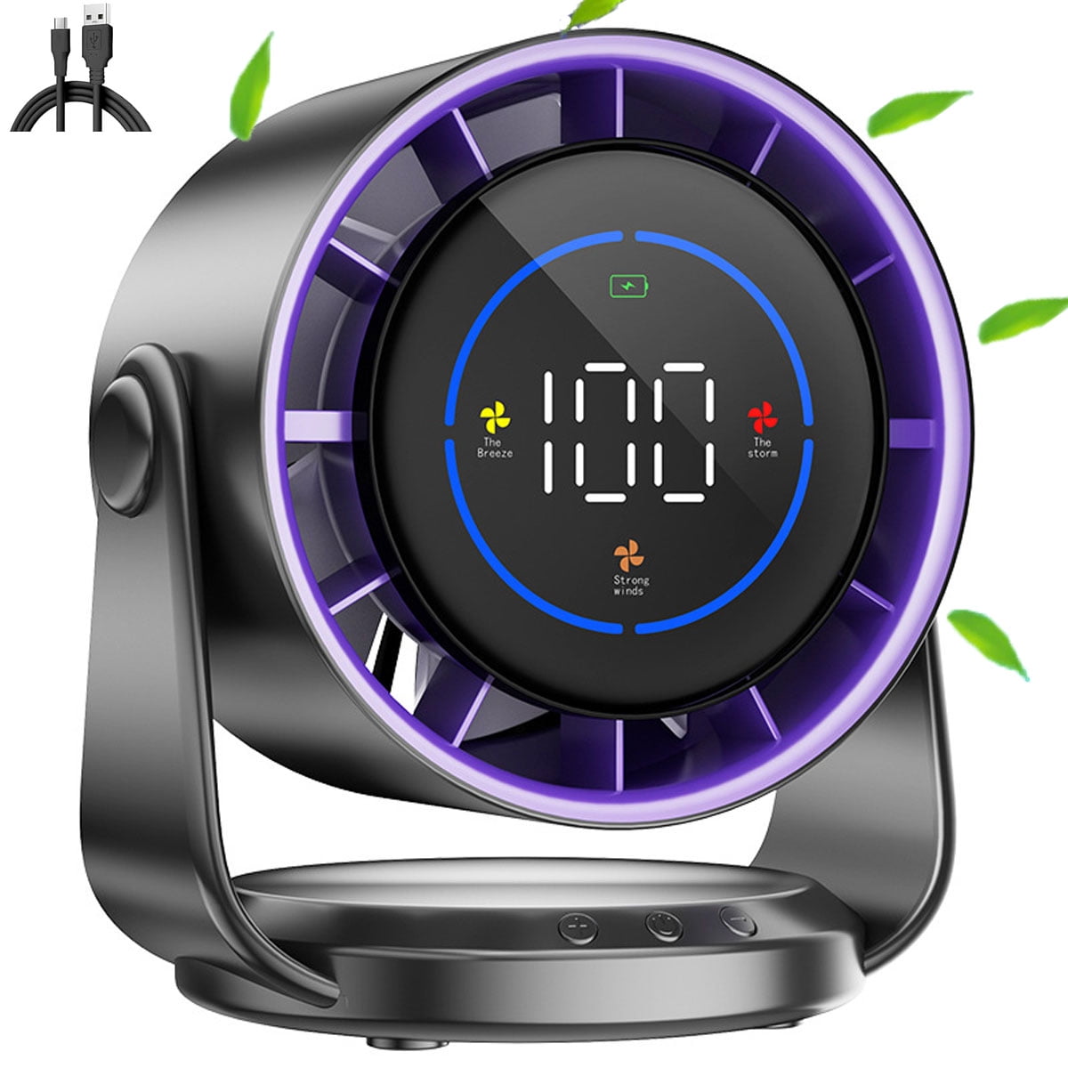 LC-dolida Table Fans, Ultra Quiet Desk Fan Wall-Mounted Fans, Digital ...