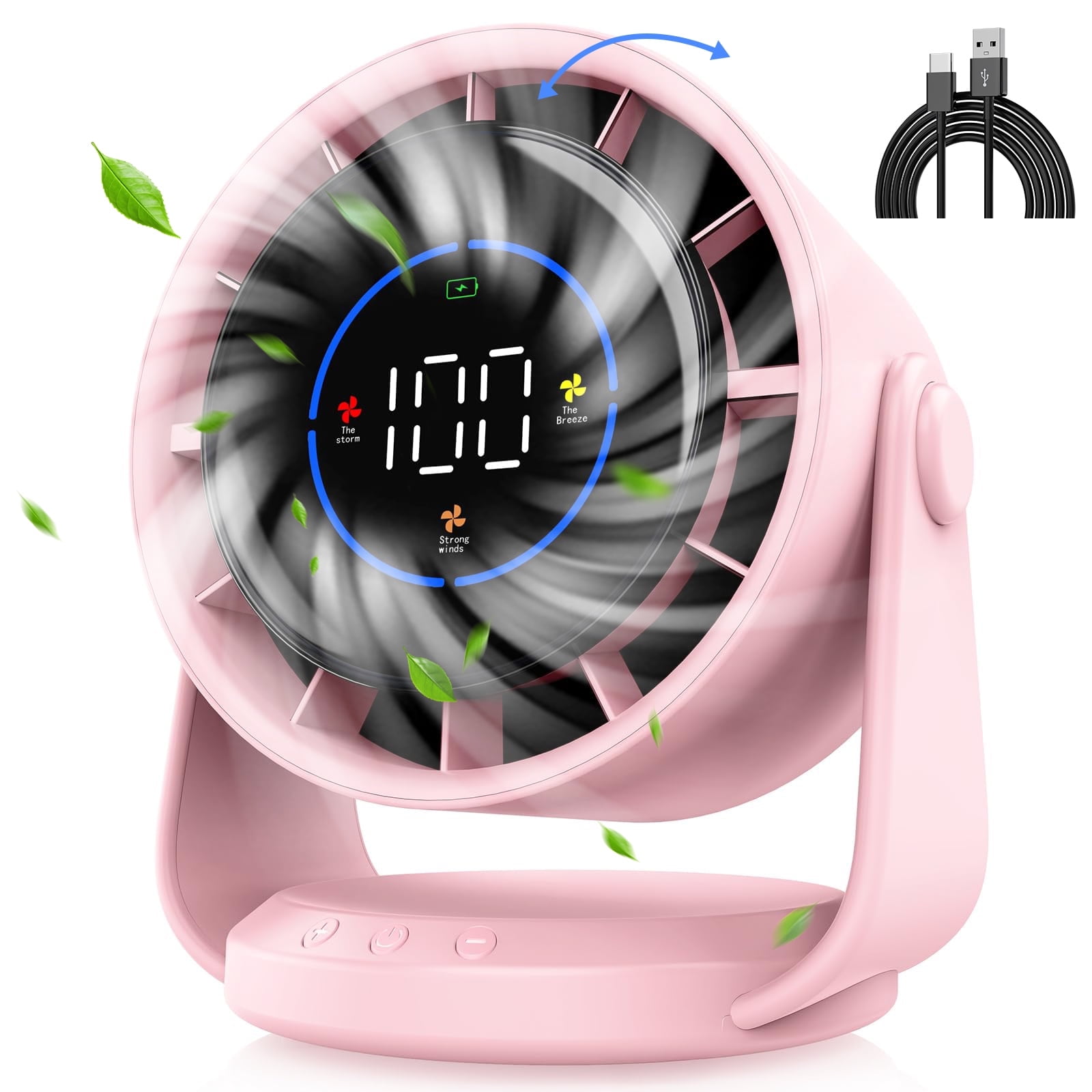 LC-dolida Table Fans, Ultra Quiet Desk Fan Wall-Mounted Fans, Digital ...