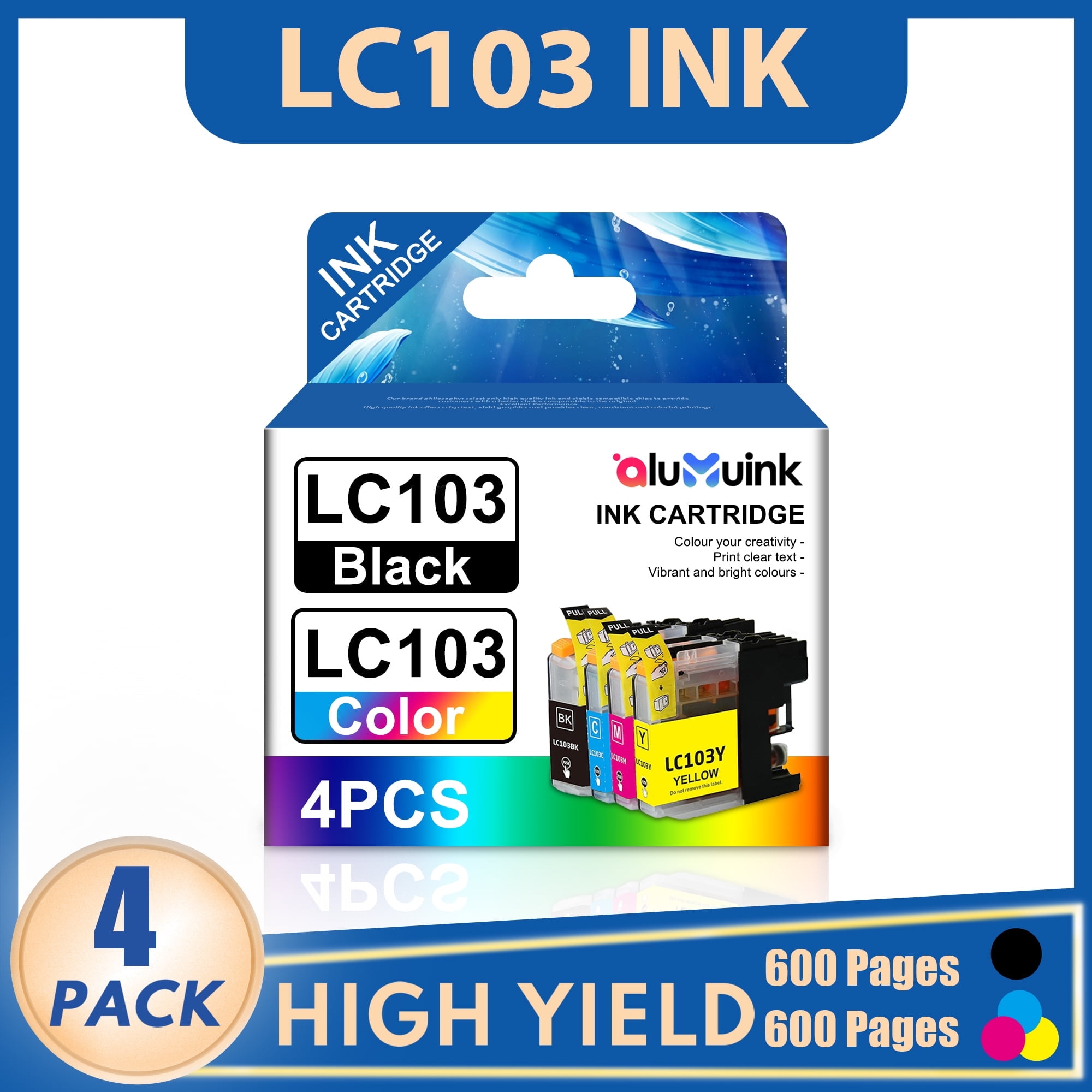 LC103 Ink cartridges Compatible for Brother LC103 ink Work with Brother ...