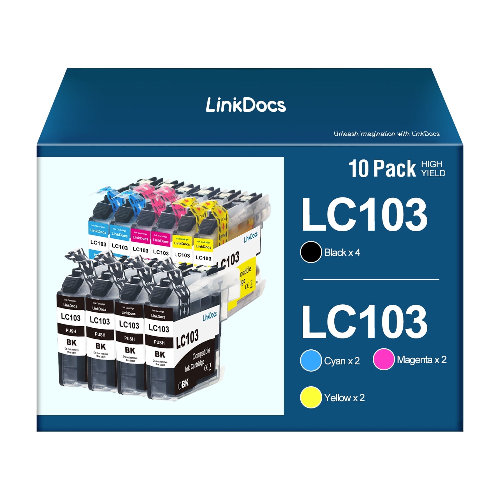 LC103 LC103XL High Yield Ink Cartridge Replacement for Brother LC103 XL ...