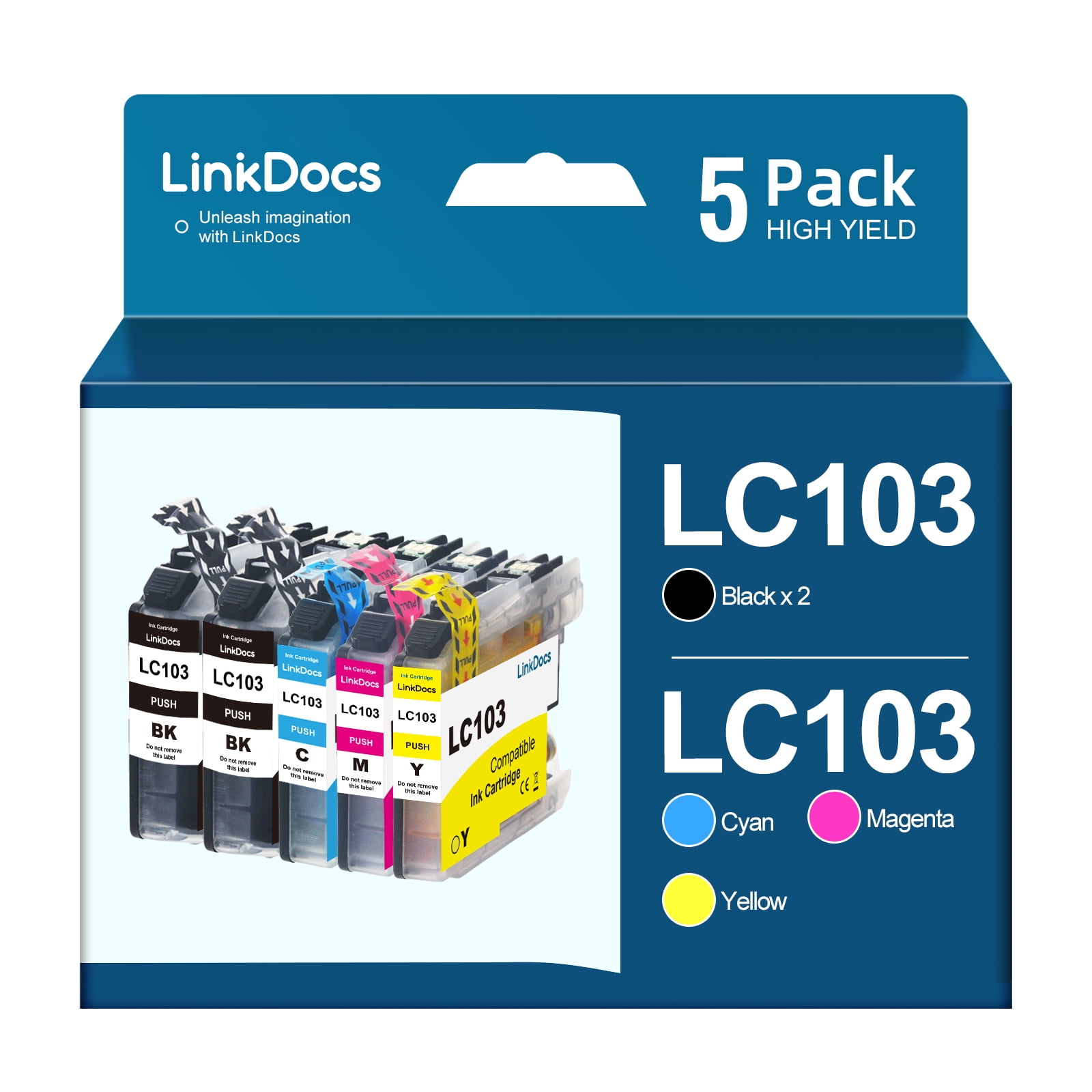 LC103 LC103XL High Yield Ink Cartridge Replacement for Brother LC103 XL ...