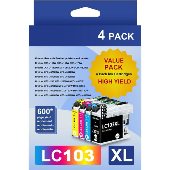 LC103XL Ink cartridges Compatible for Brother LC103 LC101 Ink MFC ...