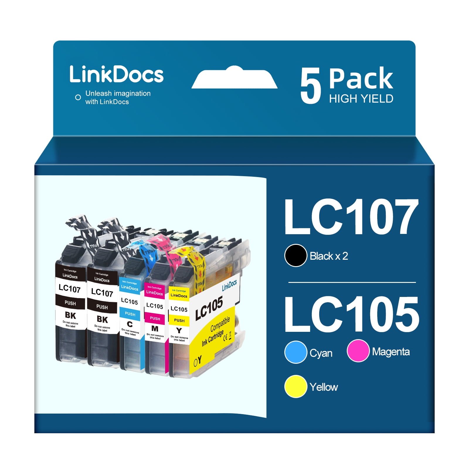 LC105 LC107 Super High Yield Ink Cartridge Replacement for Brother LC ...